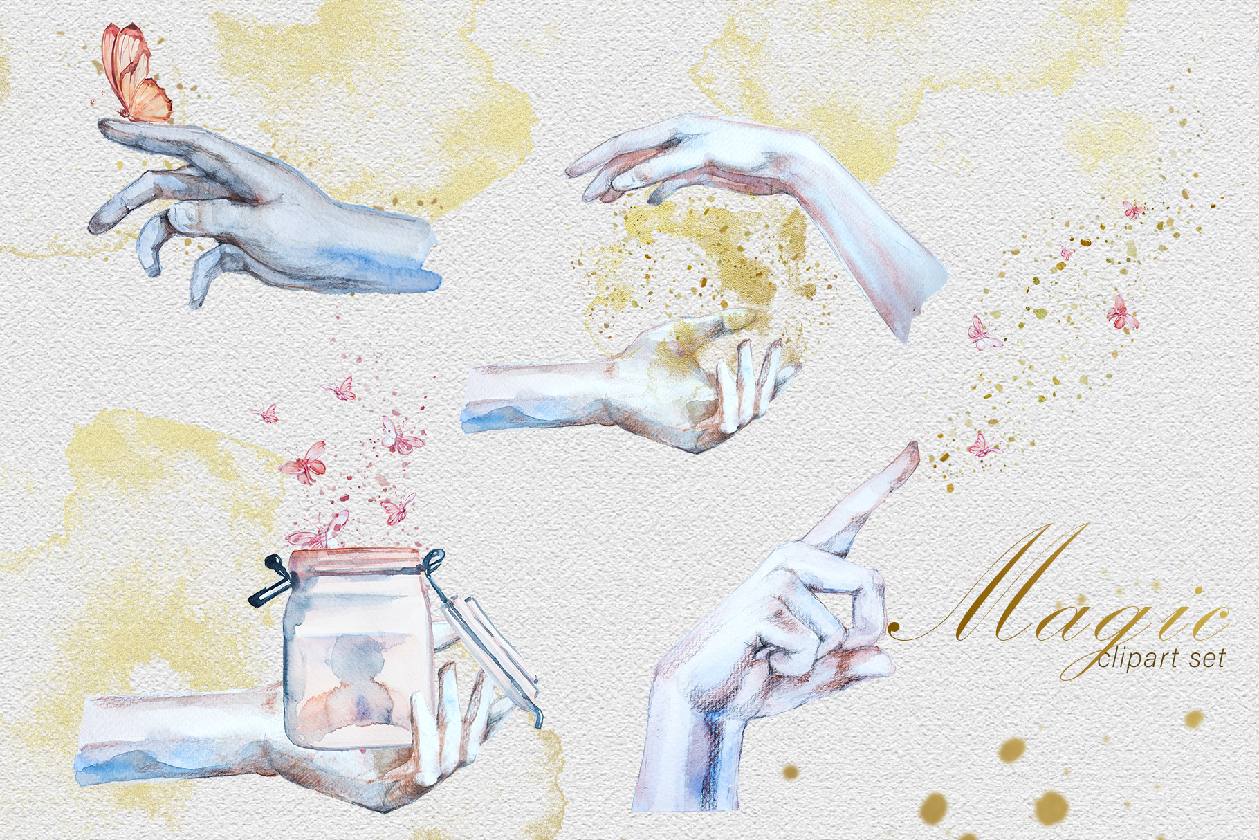 Watercolor Magic Clipart Set, a Person Illustration by ArtCreationsDesign