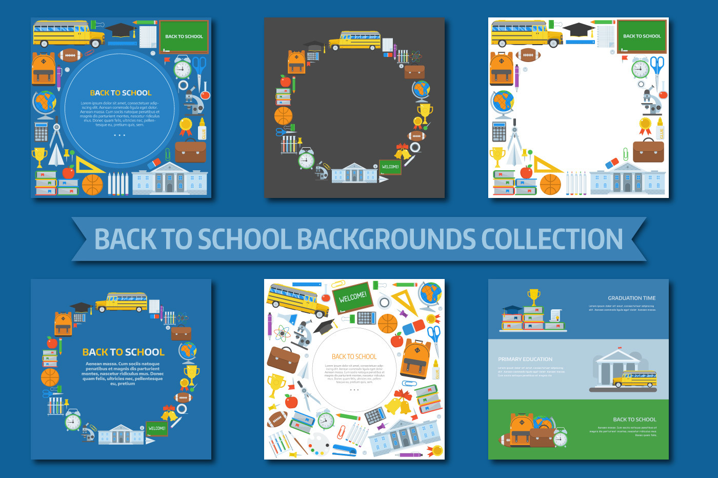 Back to School Backgrounds Set, a Templates & Theme by Alex Krugli