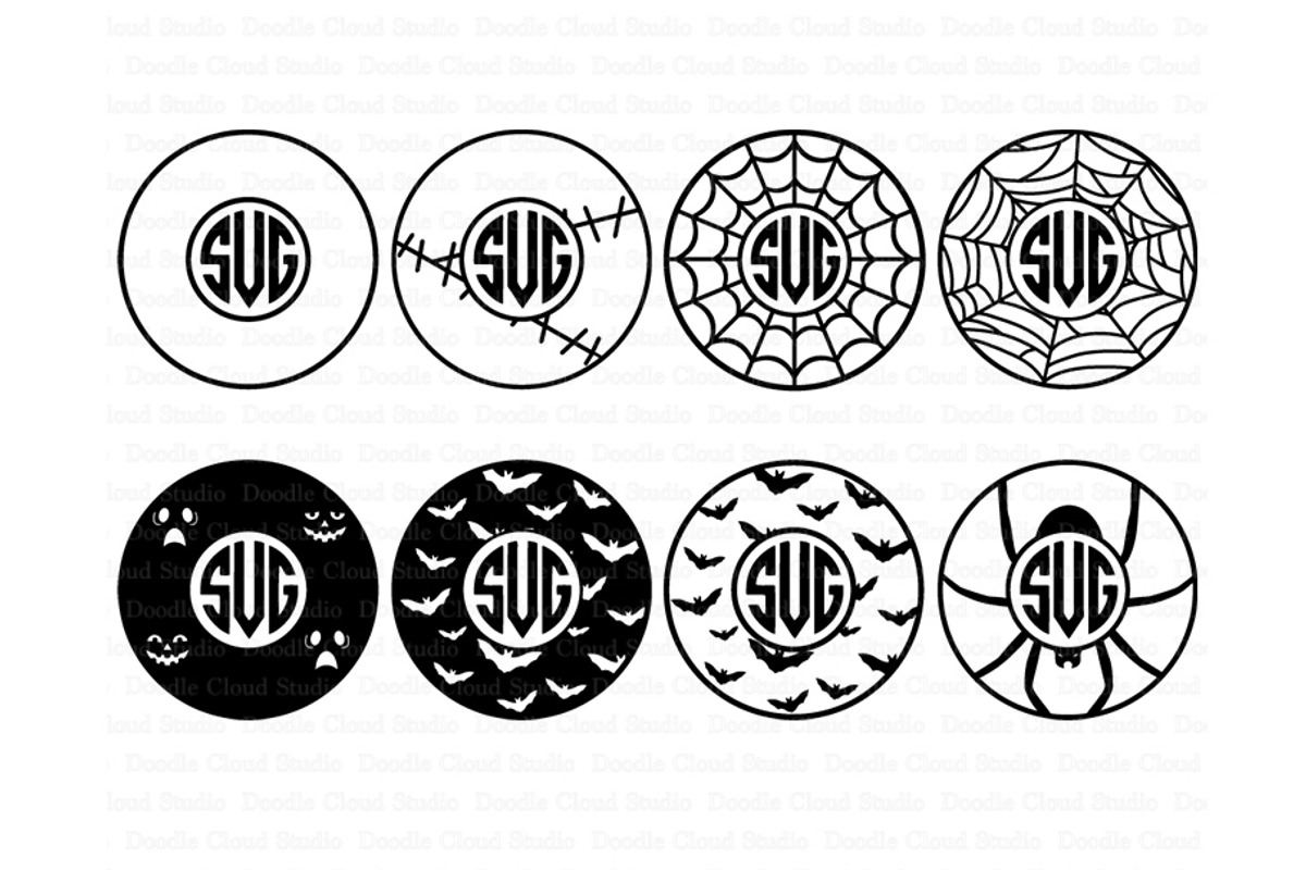 Halloween Circle, Monogram Frame SVG, an Illustration by Doodle Cloud ...