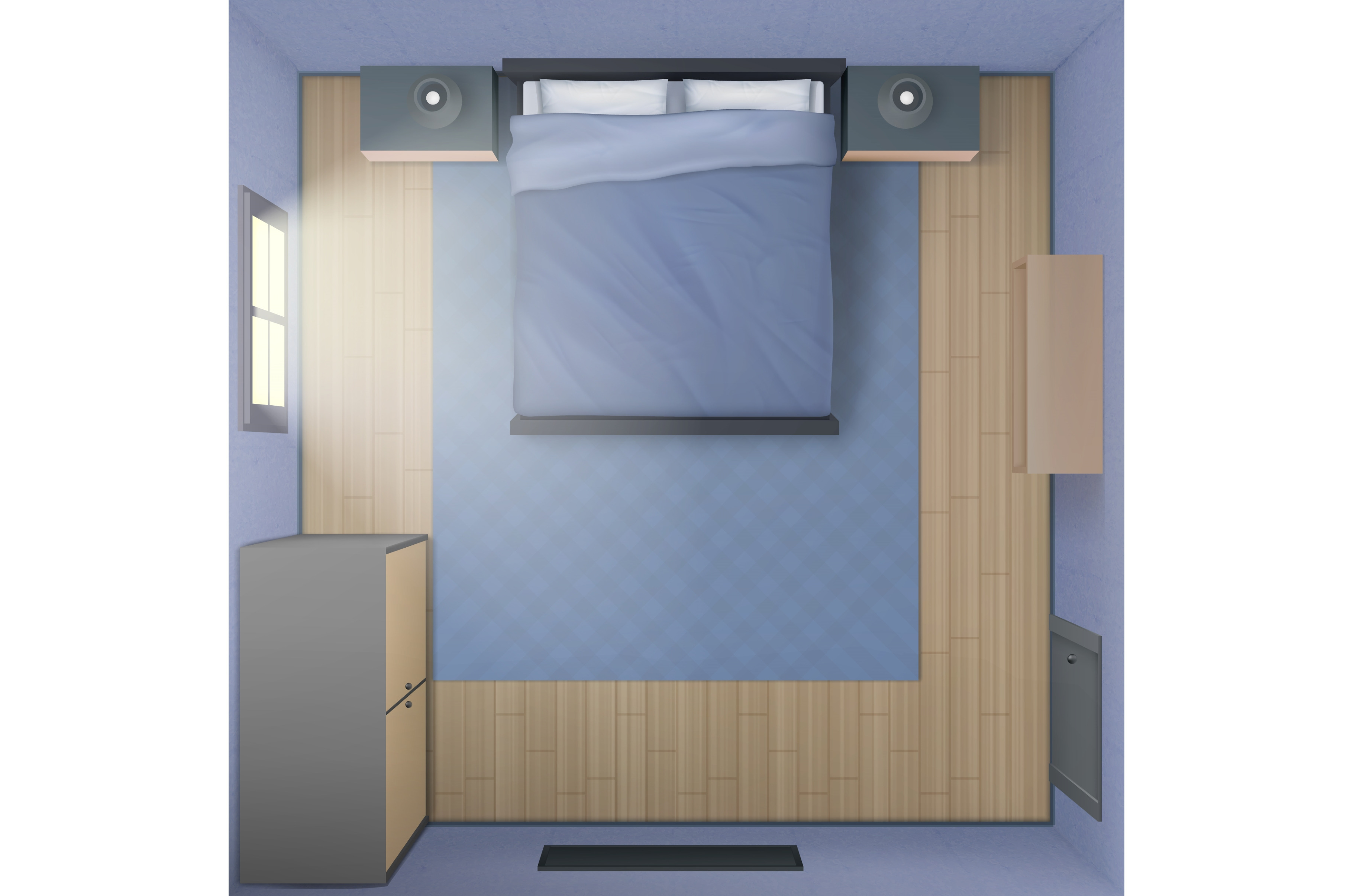 Bedroom interior top view, modern 3d, a Decorative Illustration by art ...