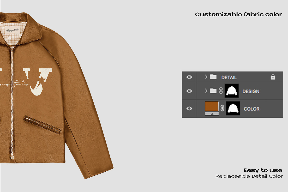 LEATHER JACKET MOCKUP, an Apparel Mockup by Voyage Studio