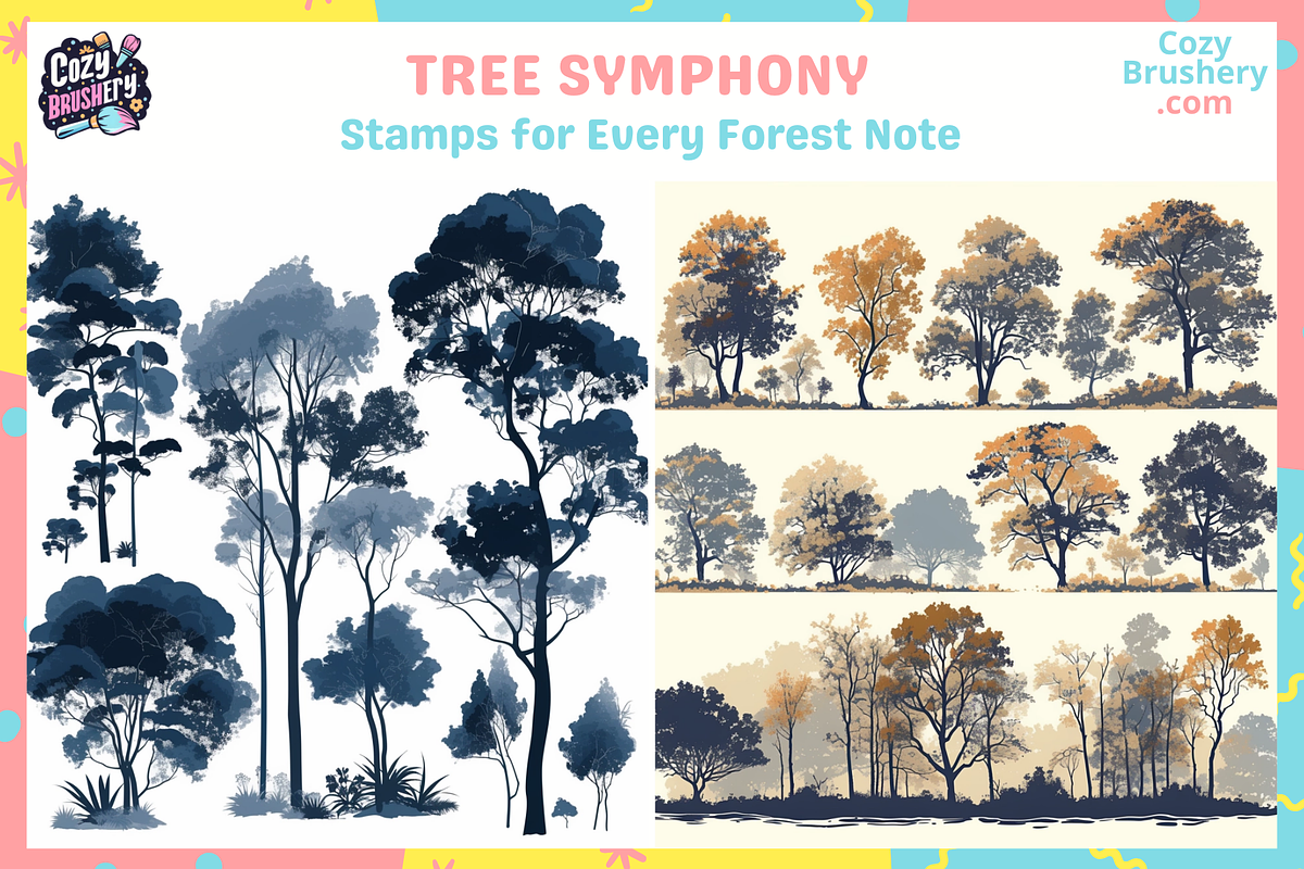 Procreate Tree Stamps, a Brush Add-On by Cozy Brushery