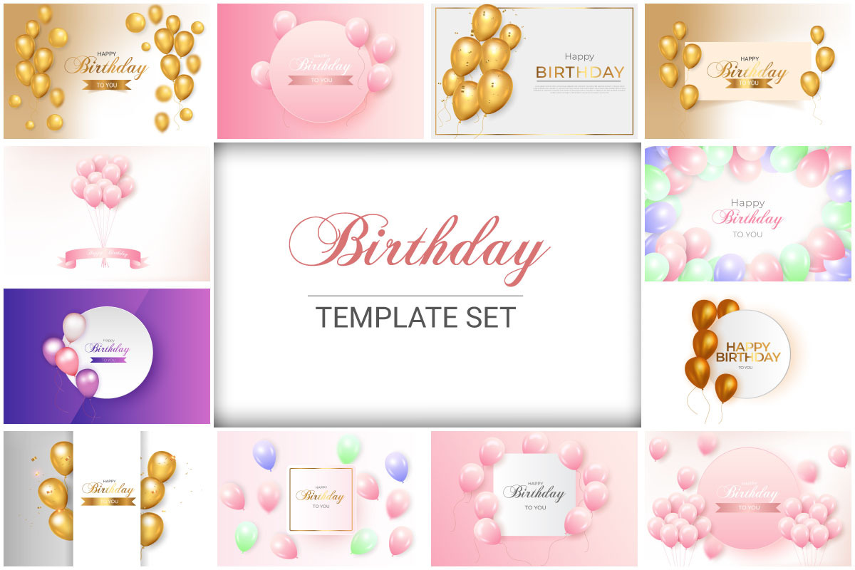 Happy Birthday Template set
