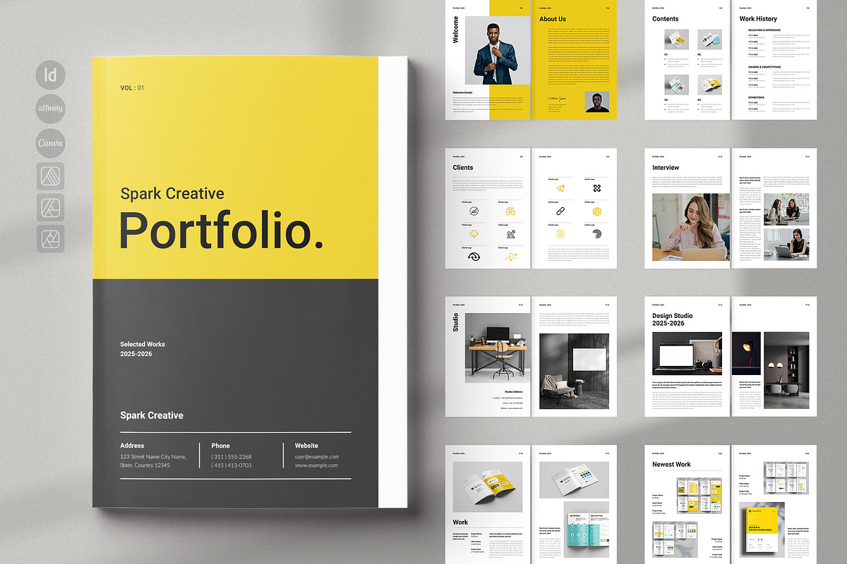 Works / Design Portfolio Template, a Brochure Template by Spark_Creative