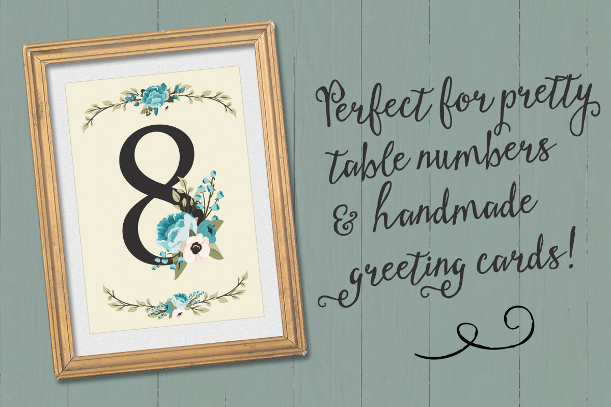 Vintage Blue Floral Numbers, an Illustration by Amanda Ilkov