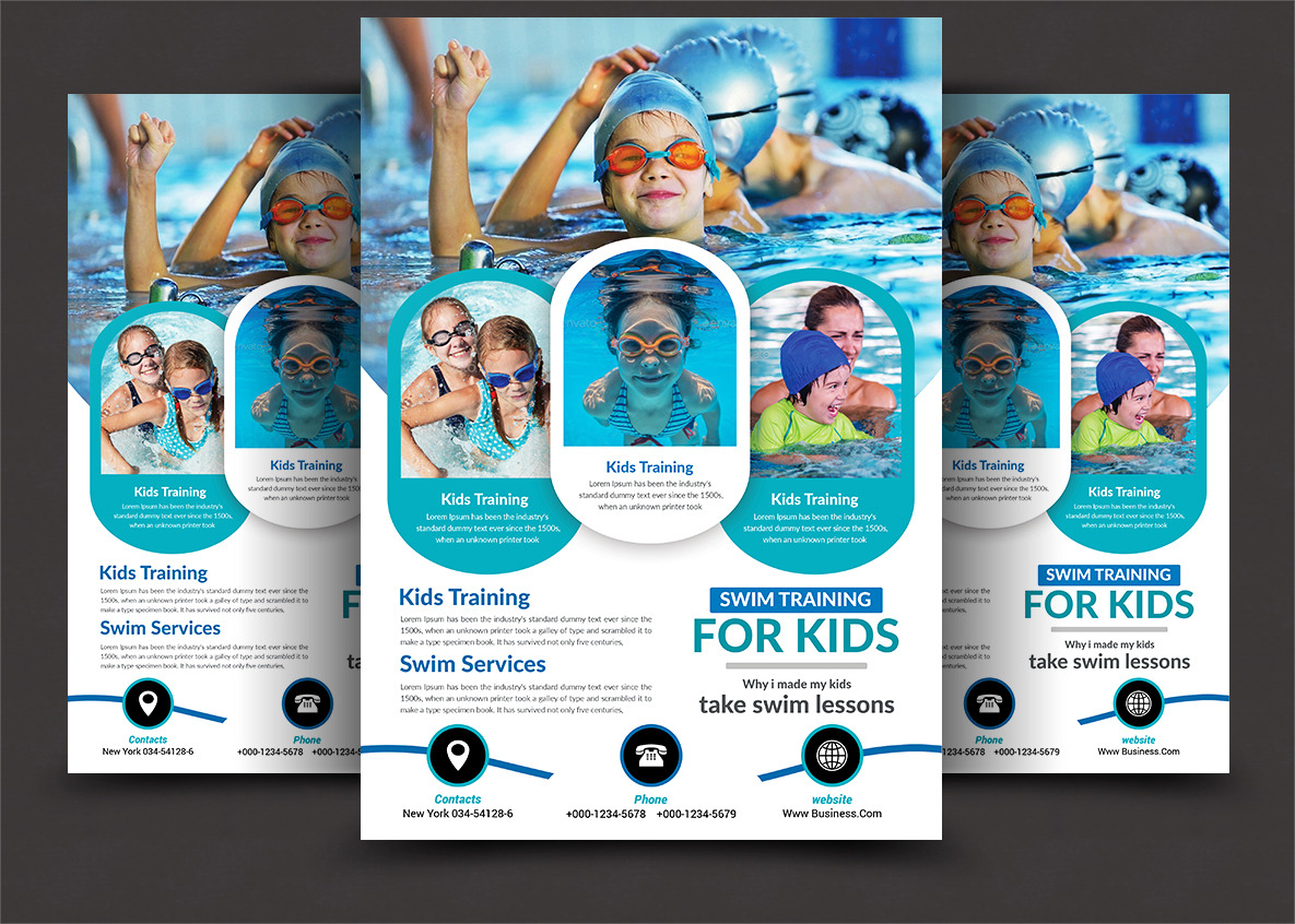 Swimming Lessons Flyer Template, a Flyer Template by AfzaalGraphics