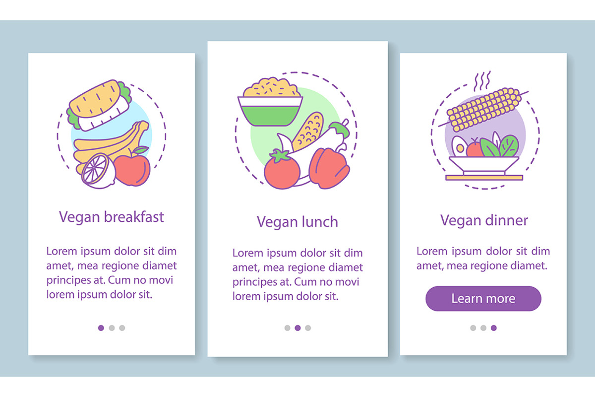 Vegan menu mobile app pages, a Templates & Theme by IMG visuals icons