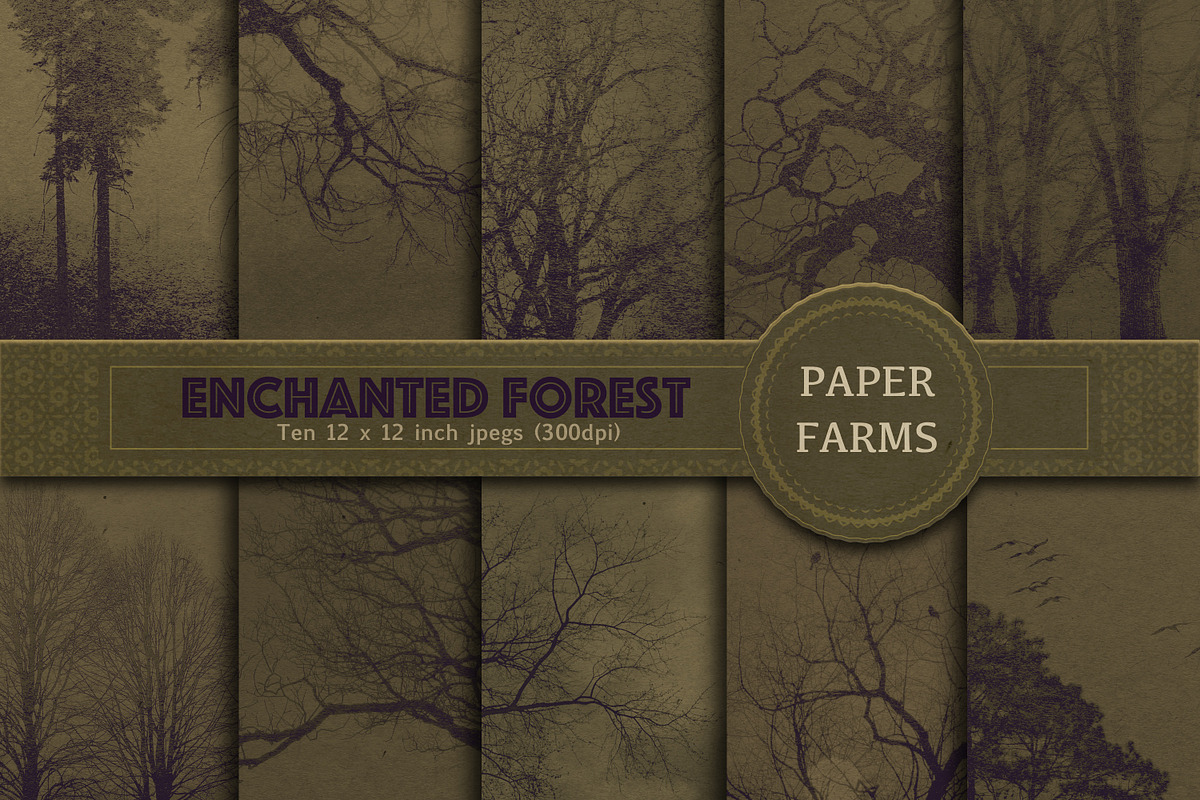 Enchanted forest digital paper pack, a Pattern Graphic by Paper Farms