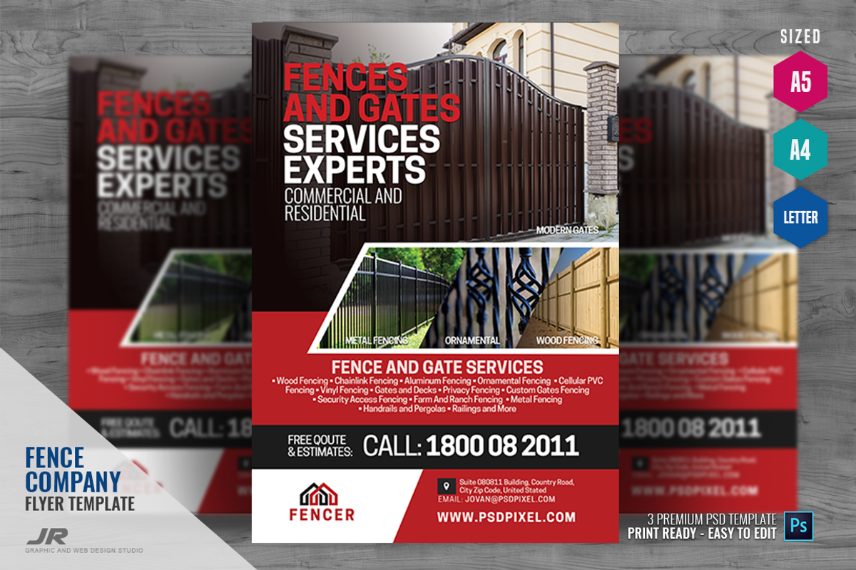 Fencing Services Flyer, a Flyer Template by PSDPixel