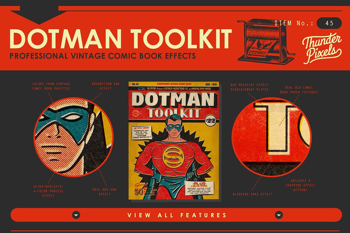 DotMan ToolKit Vintage Comic Effects, an Action Add-On by Thundr Co.