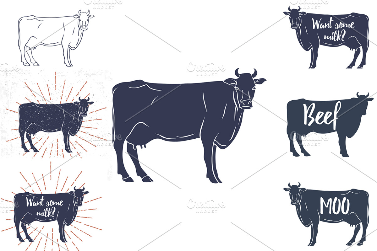 Cow Vector Illustration, an Animal Illustration by idimair