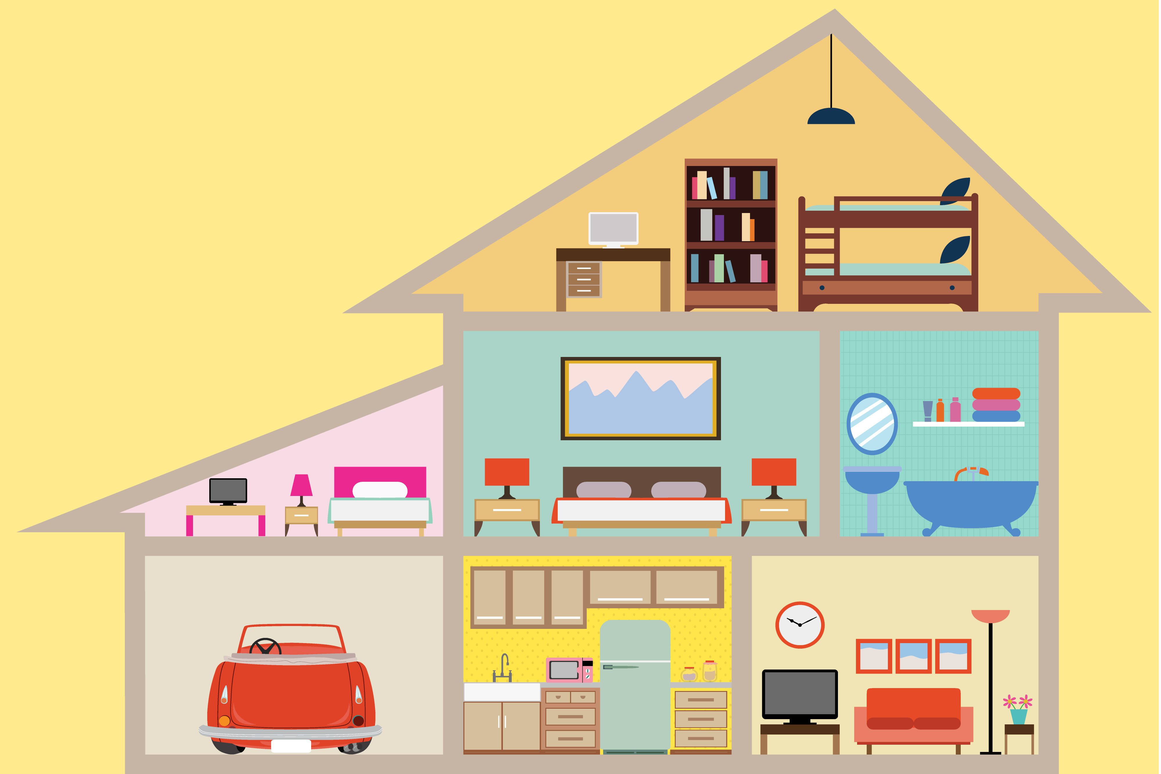 House inside Vector Illustration, a Household Mockup by Den Marty Studio