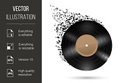 Vinyl disc with music notes., a Background Graphic by DvargShop