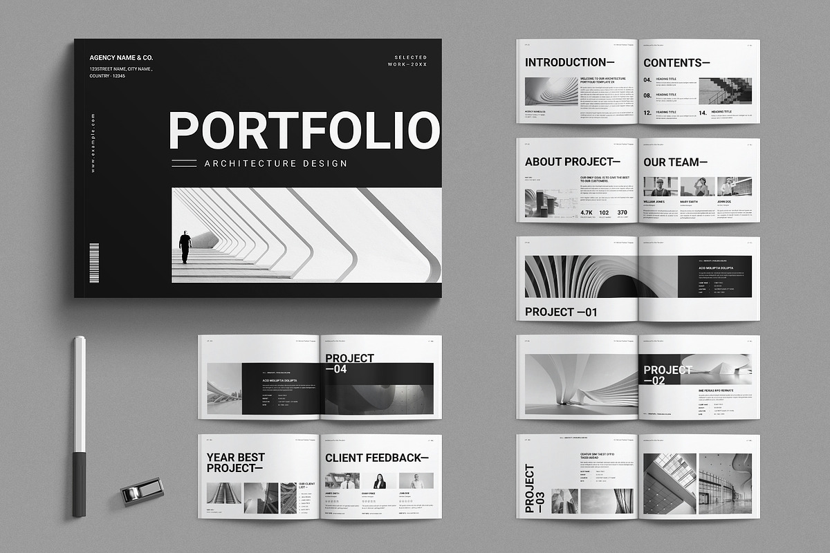 Architecture Portfolio Landscape, a Brochure Template by E-Type