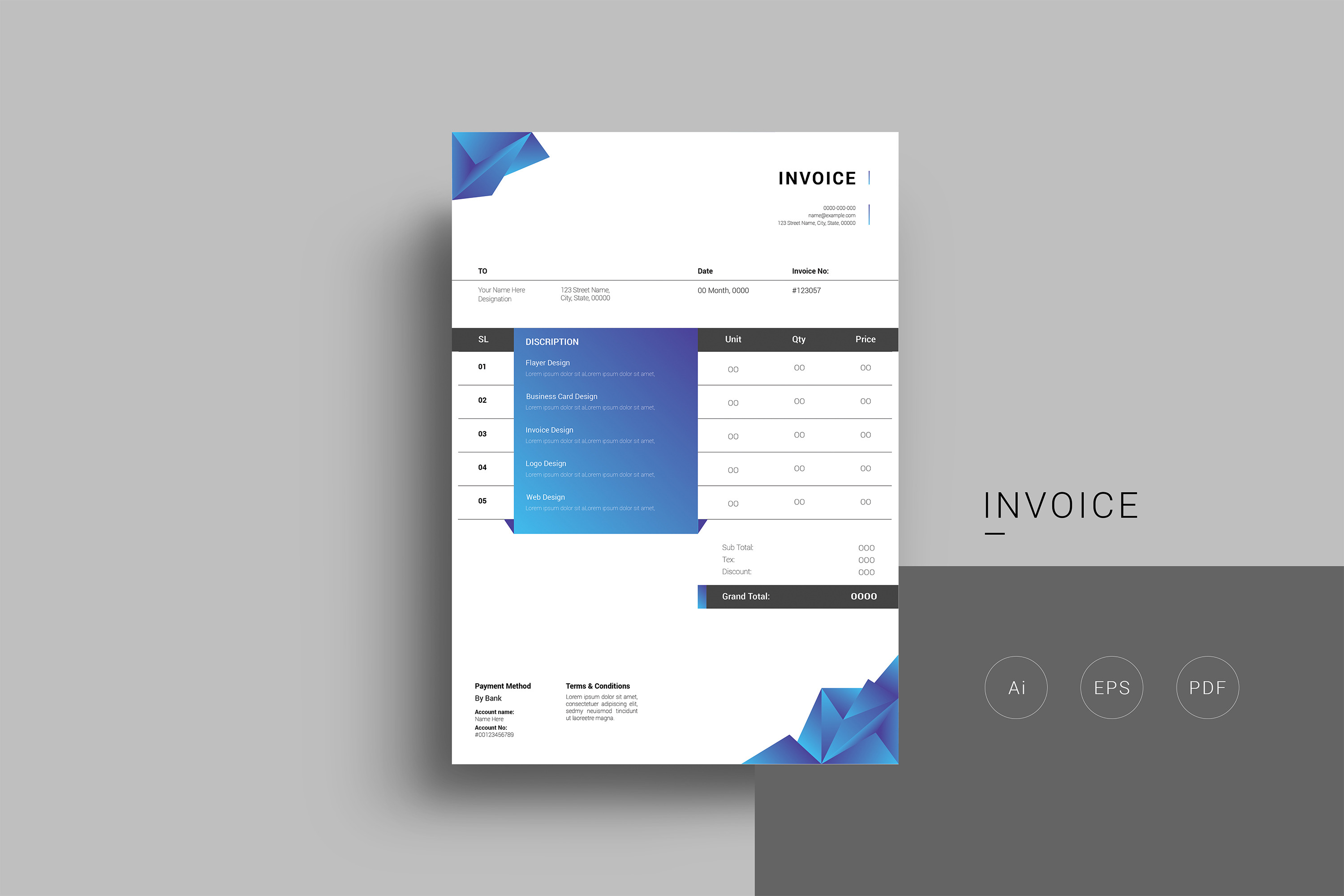 Abstract Invoice Template Design, a Stationery Template by crazyOWL