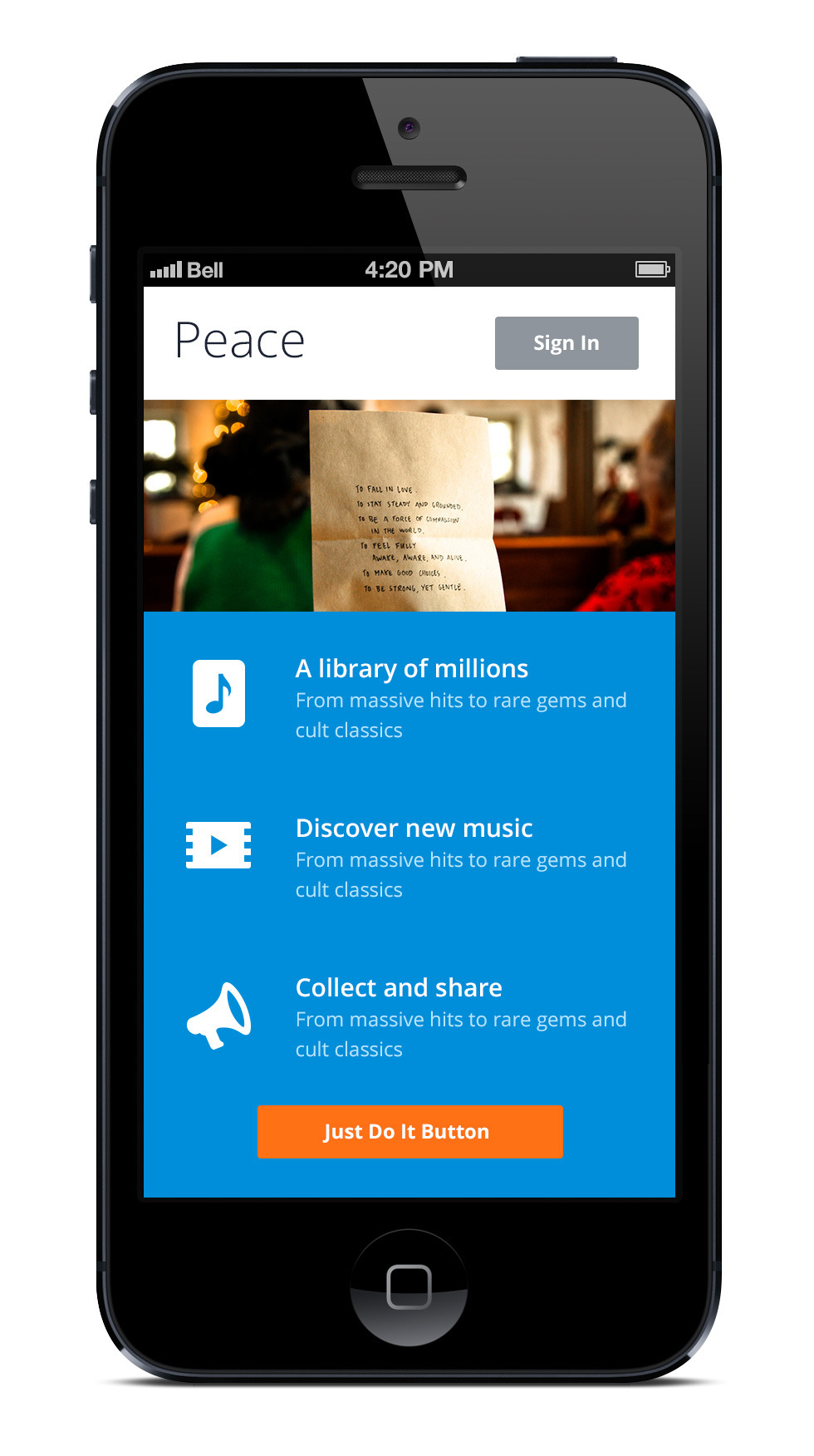 -%60 iPhone App Template. Blue., an App Template by UI Store