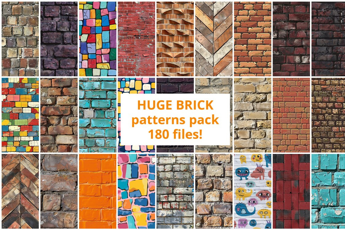 180 Brick Seamless Patterns, a Pattern Graphic by mkStudioLab