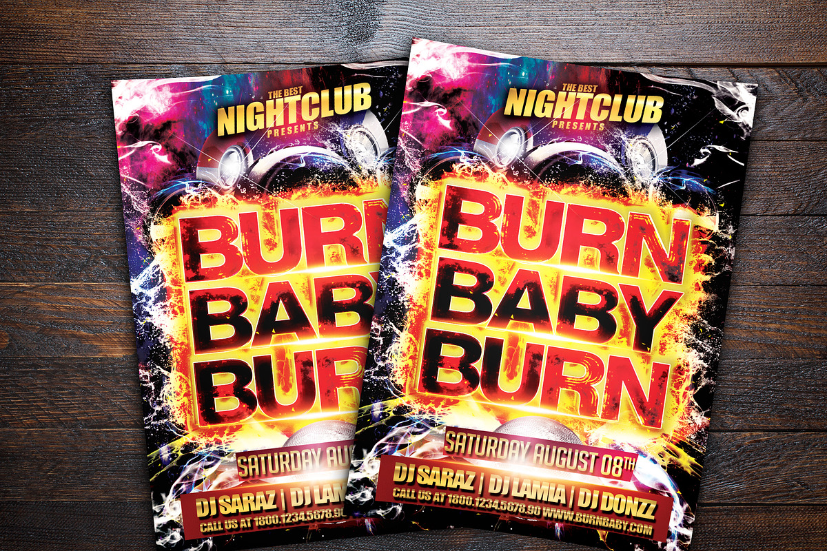 Burn Baby Burn Party Flyer, a Flyer Template by Design Addict