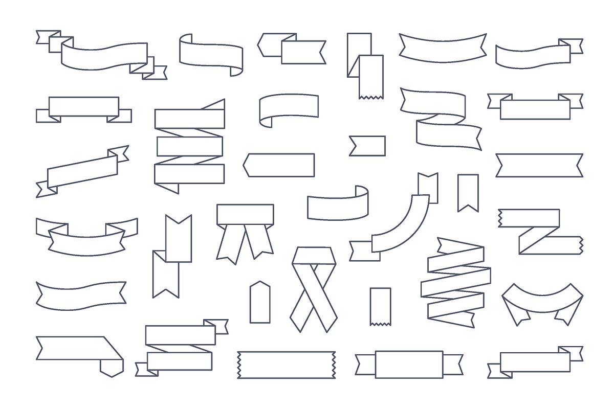 Ribbon line art set, a Decorative Illustration by Good Studio
