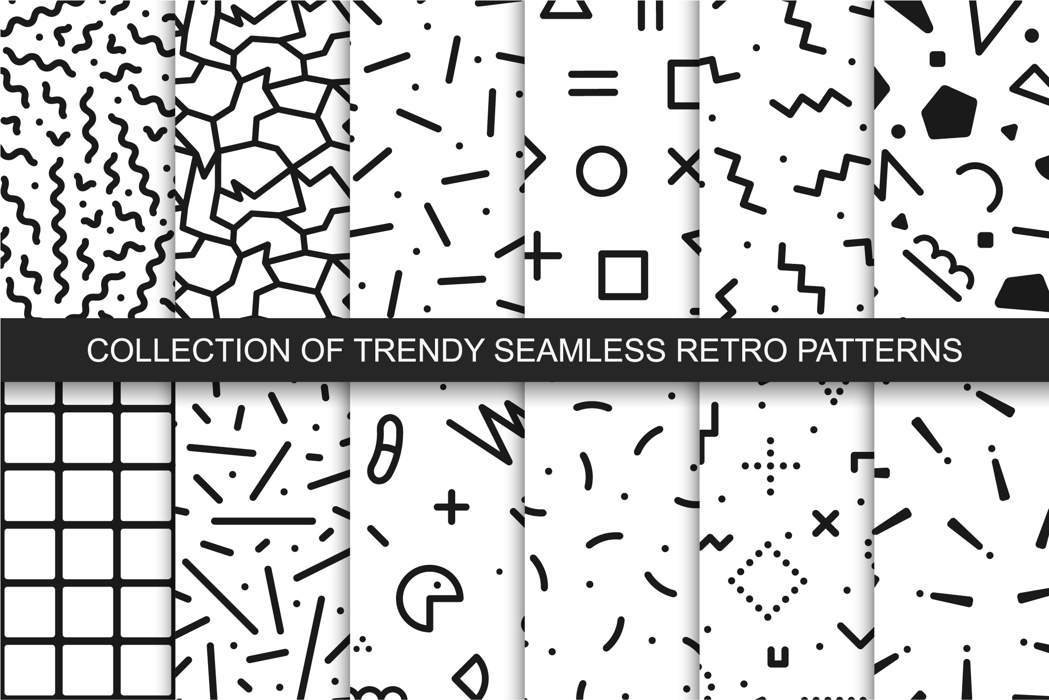 Trendy seamless retro patterns