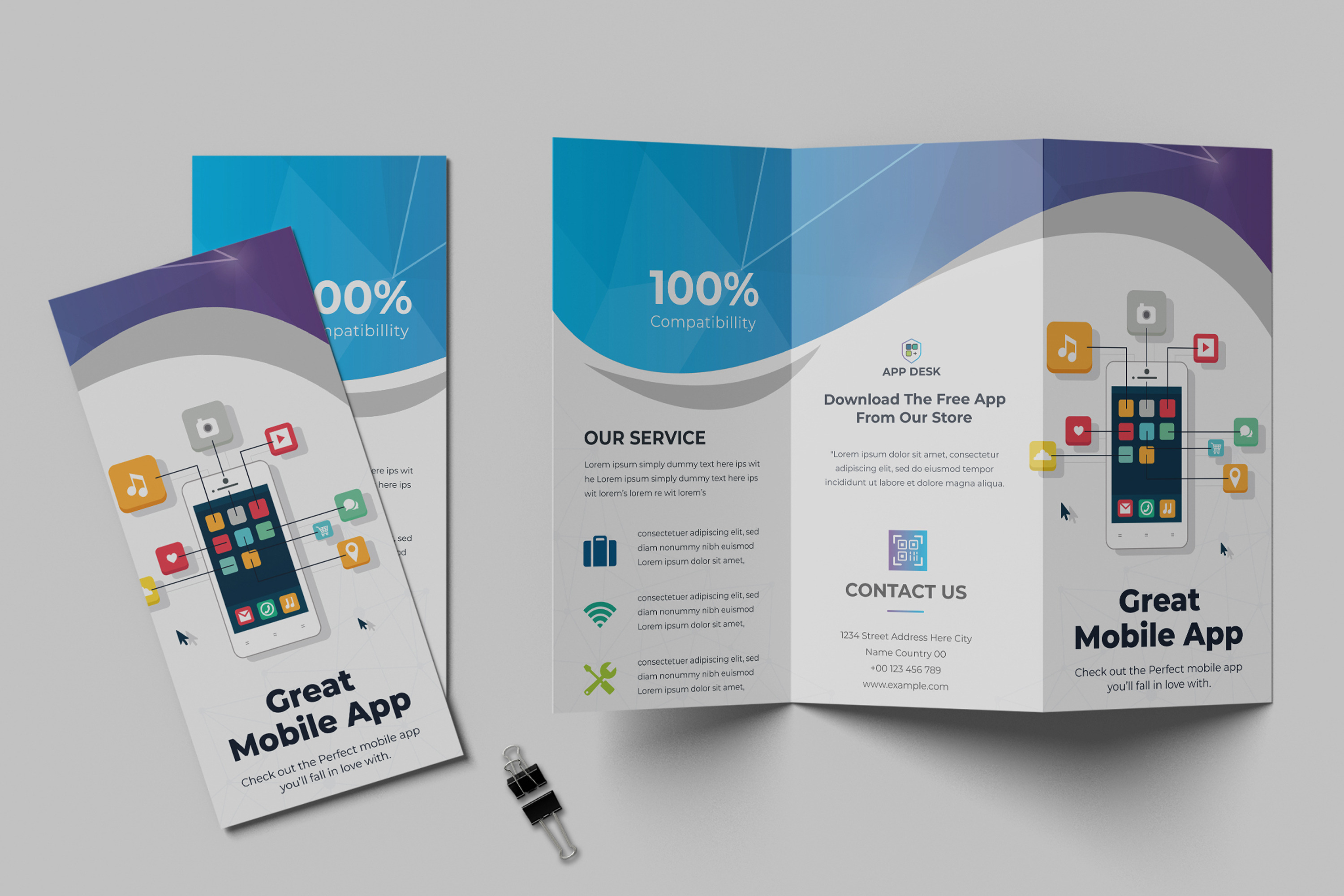 Mobile Apps Trifold Brochure Design | Creative Market