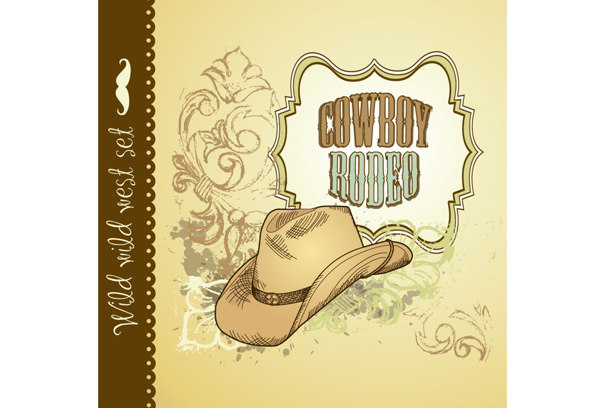 Cowboy Hand Drawn Wild West card, an Illustration by GraphicMarket