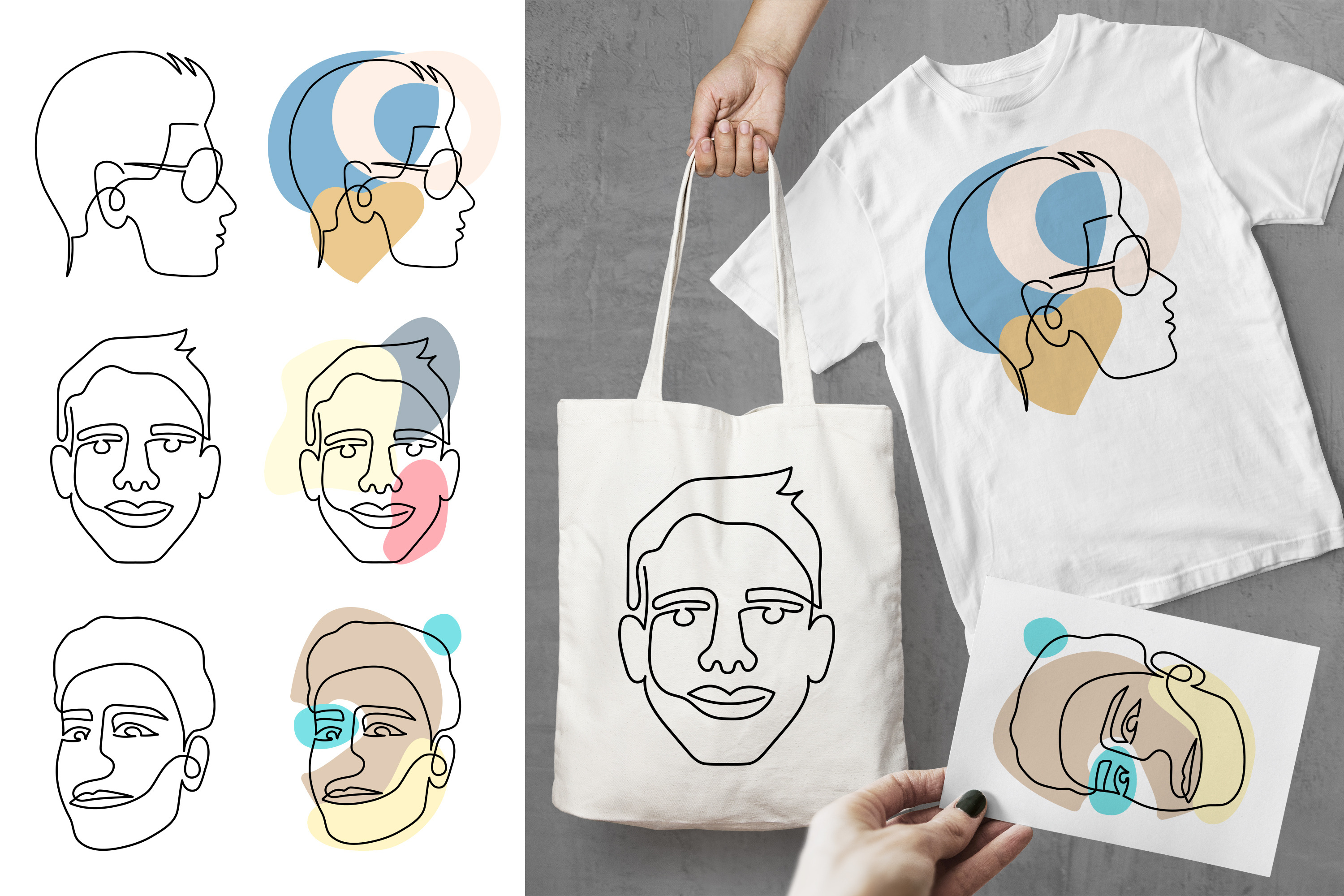 One Line Drawing Man Face