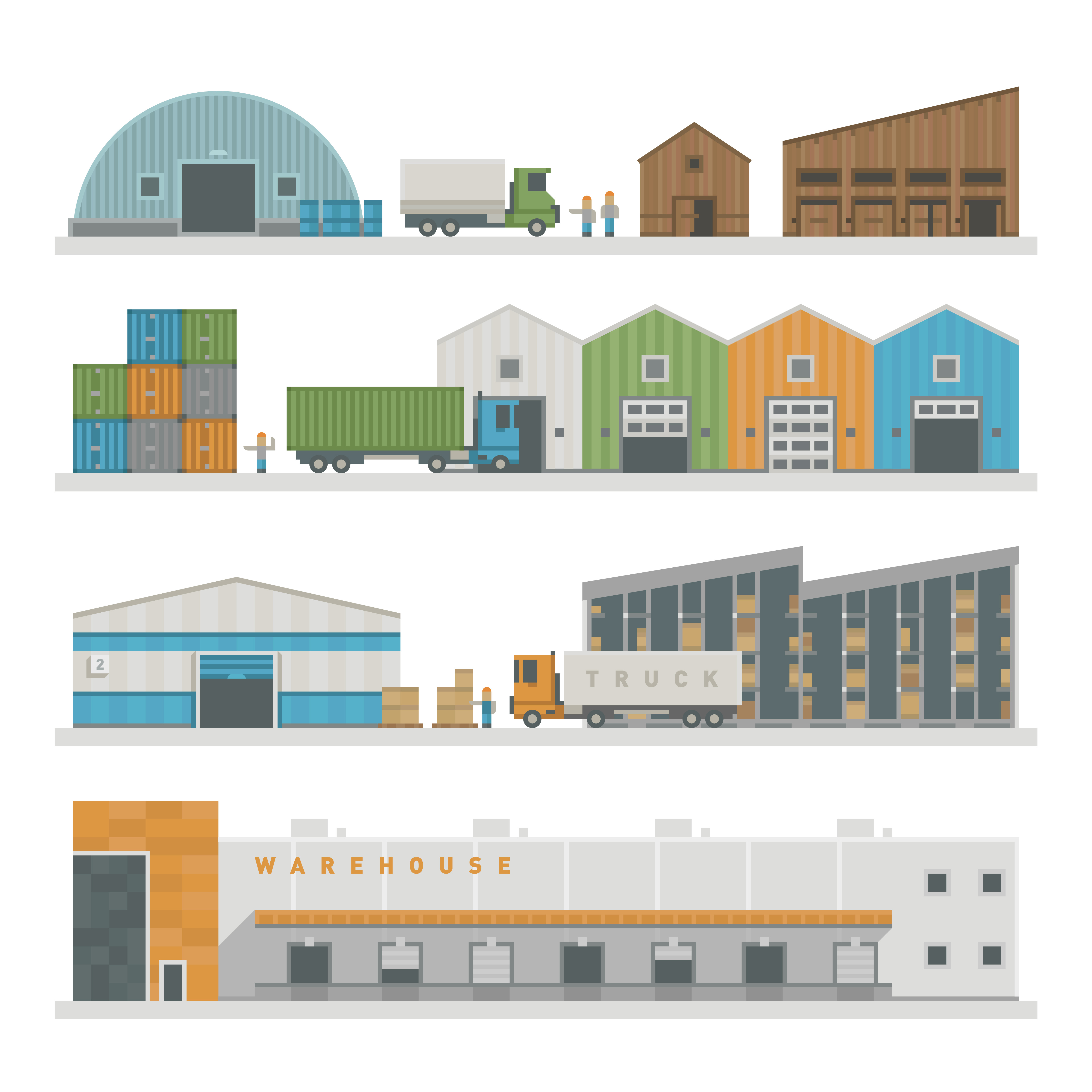 Warehouse buildings industry vector | Transportation Illustrations ...