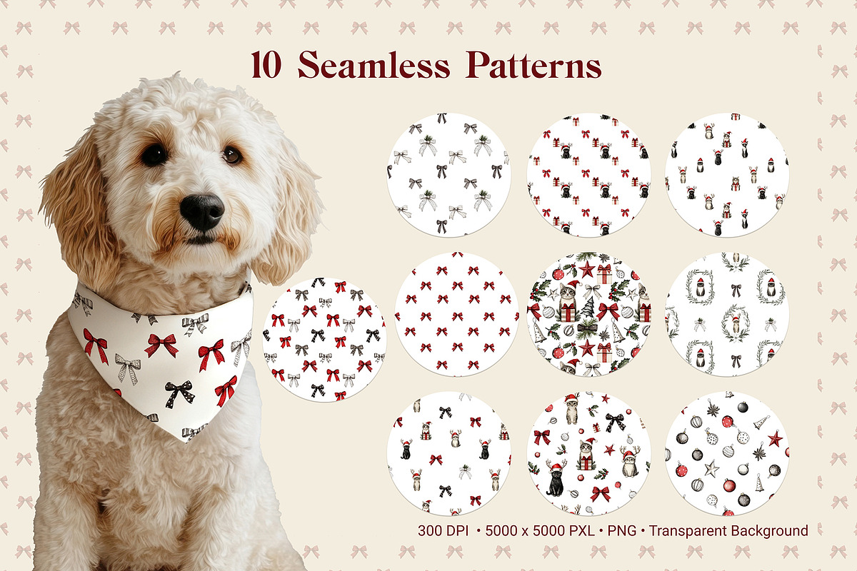 Merry Meows Cliparts and Patterns, an Object Graphic by NikiArts