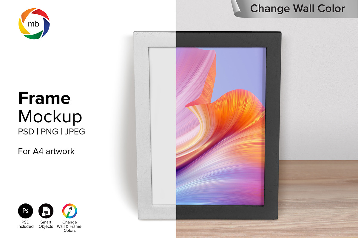 A4 Frame Mockup - PSD, PNG & JPG, a Product Mockup by MelissaBMockups ...