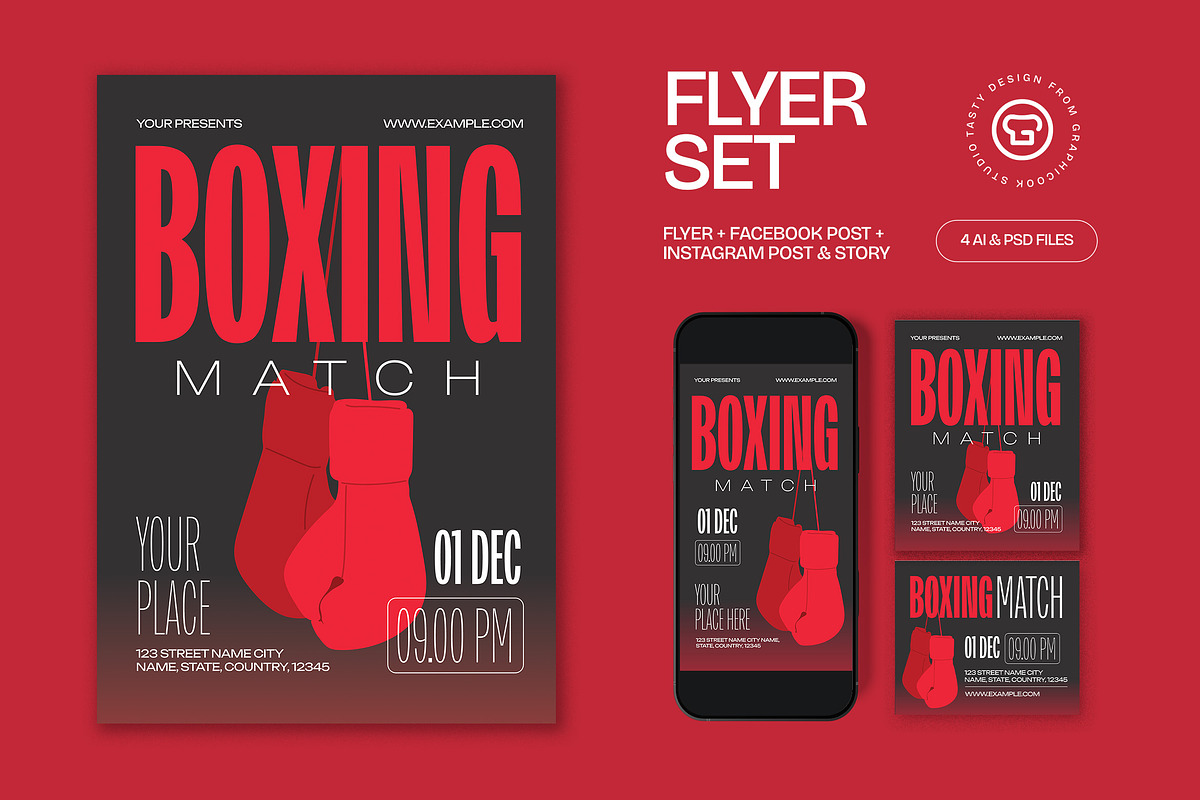 Boxing Match Flyer, a Flyer Template by graphicook