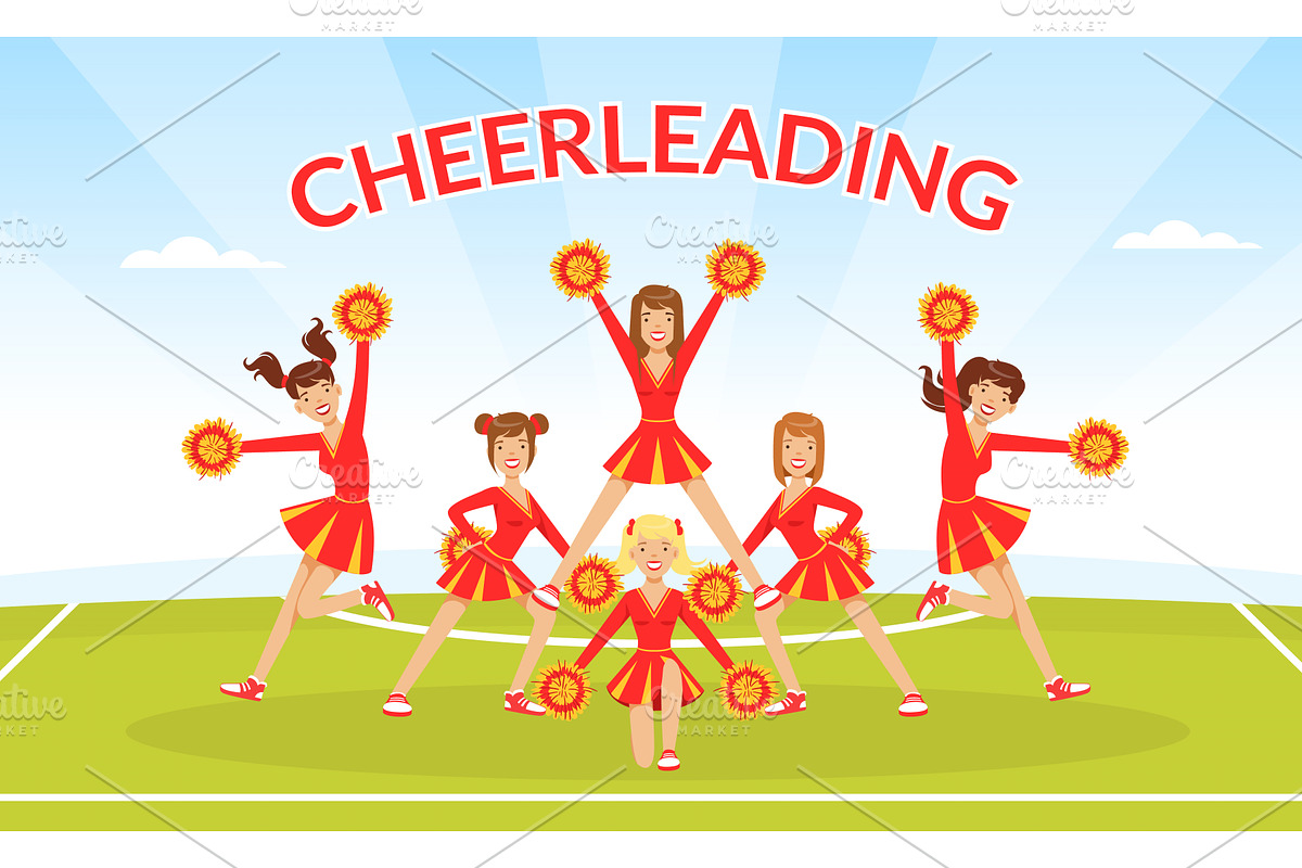 Cheerleading Banner Template, Team, an Education Illustration by TopVectors