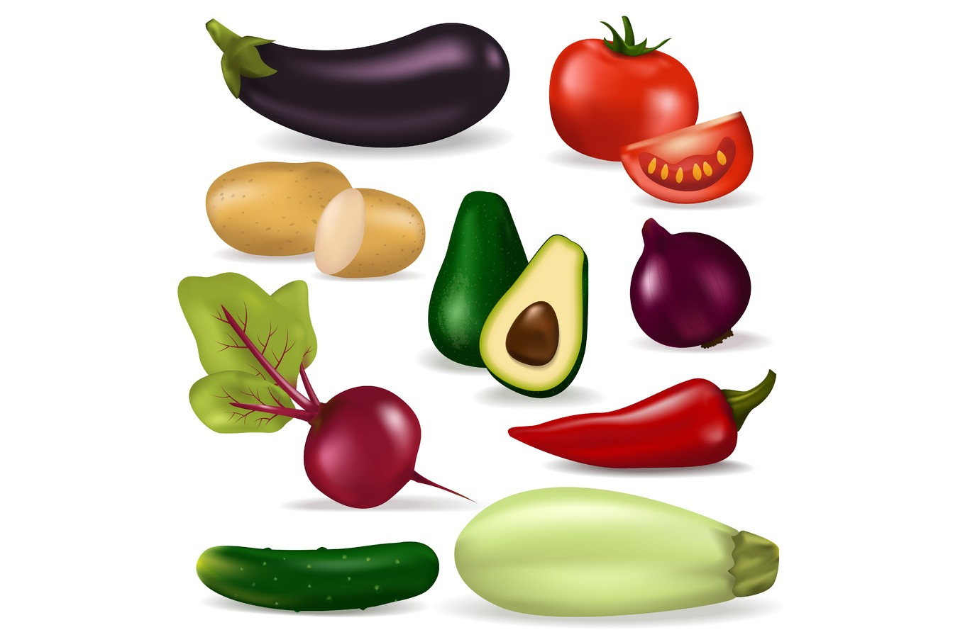 Realistic 3d vegetables vegan nature organic food vector fresh ...