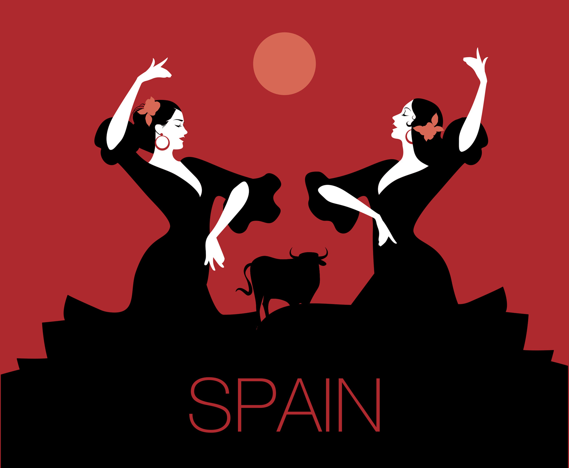 Two Spanish Flamenco Dancers I, an Illustration by La Inspiratriz