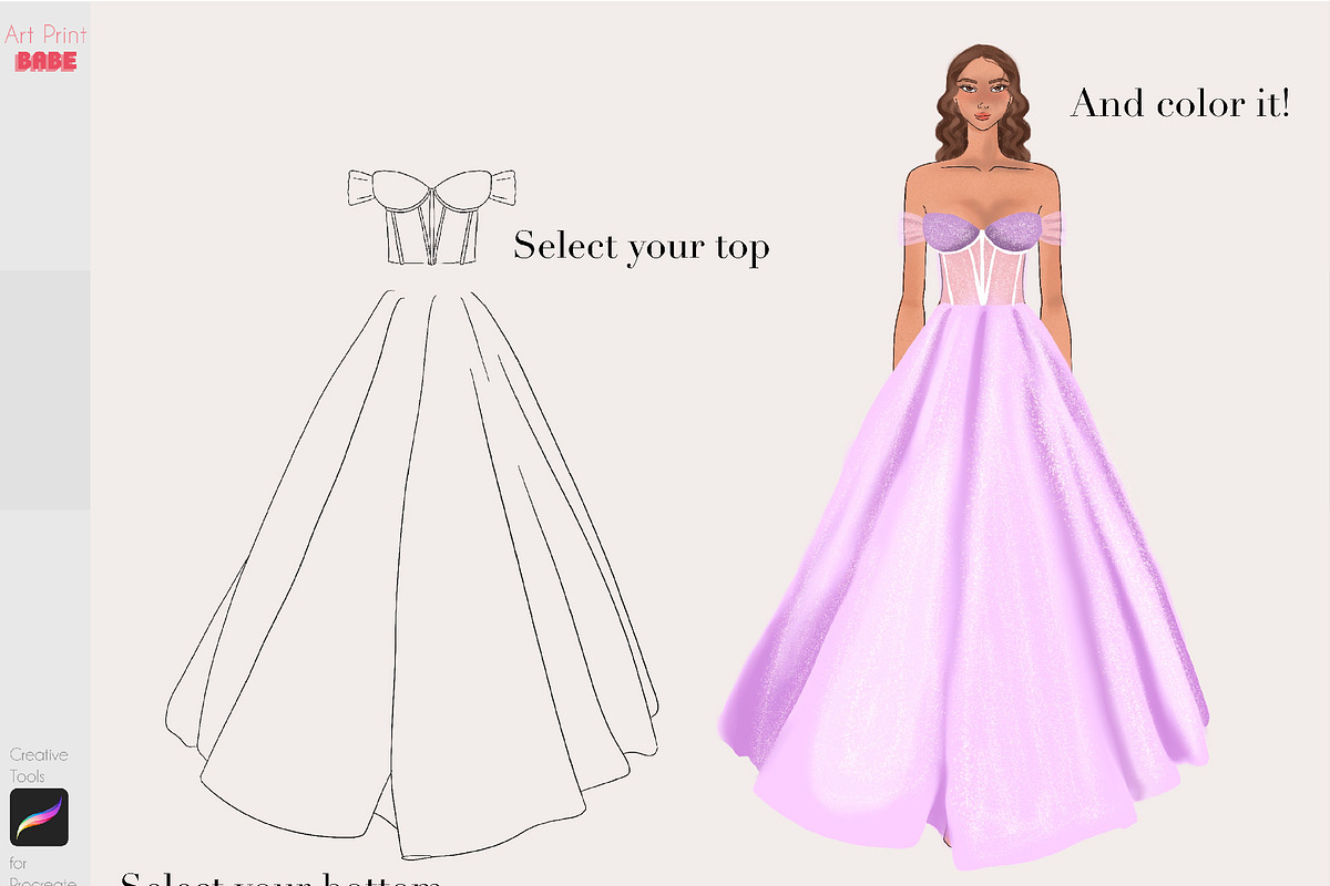 Procreate Dress Stamp Fashion Design, a Brush Add-On by ArtPrintBabe ...