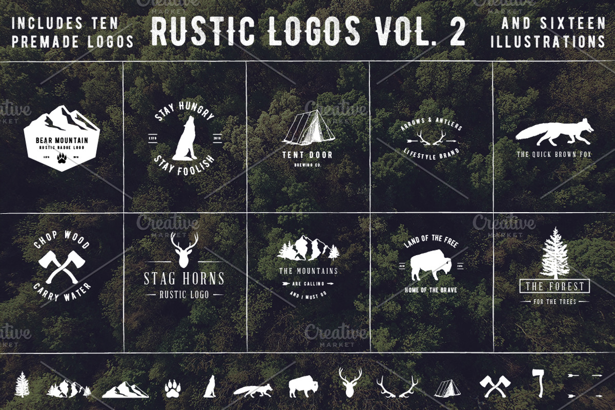 Rustic Logos Volume 2 AI EPS PNG PSD, an Object Graphic by BirDIY Design