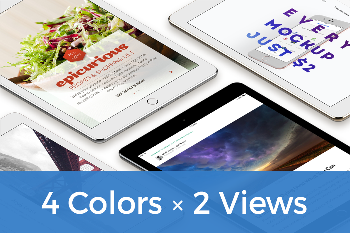 8 perspective iPad Pro mockups, an iPad Mockup by 360 Mockups