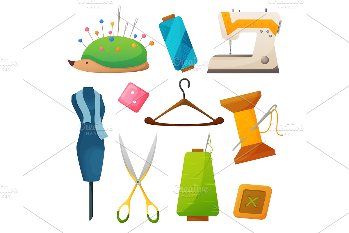 Vector sewing tools. Kit for, an Object Graphic by the8monkey ...