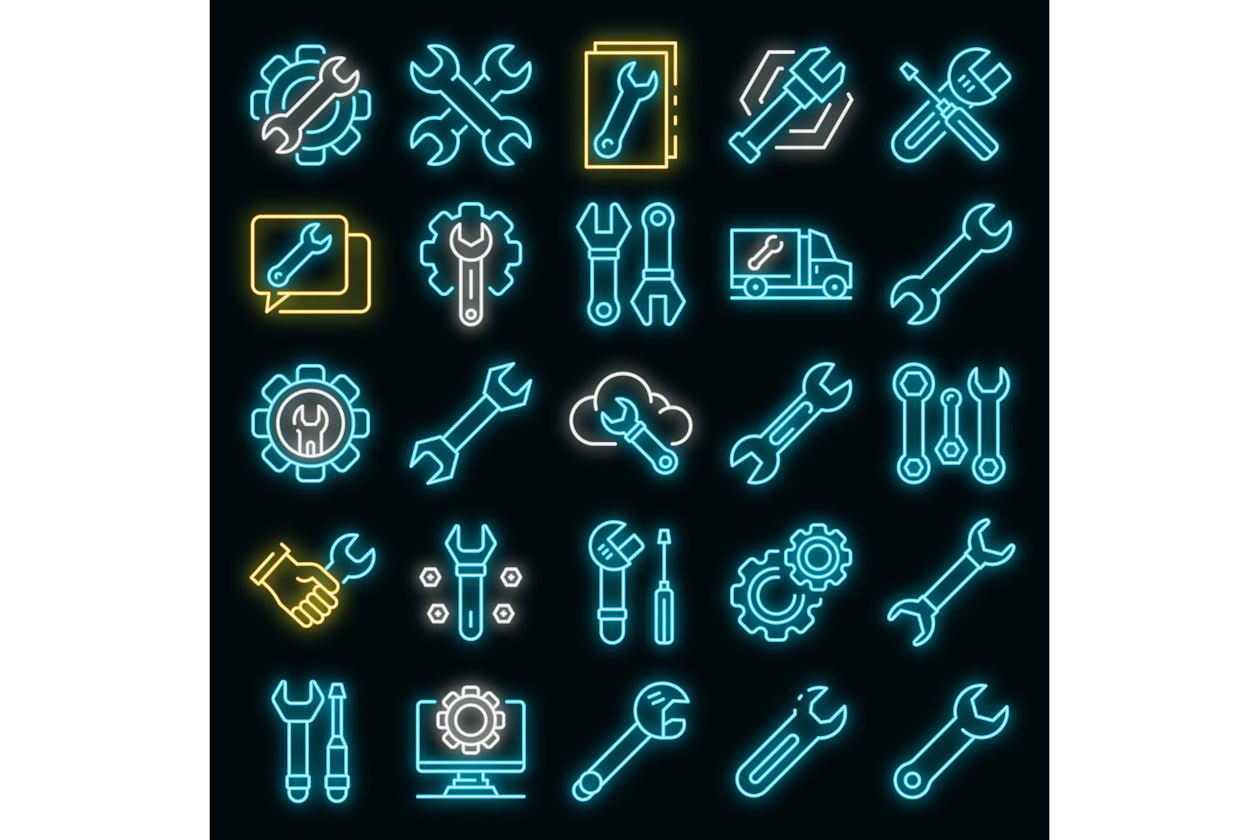 Wrench icons set vector neon | Illustrations ~ Creative Market