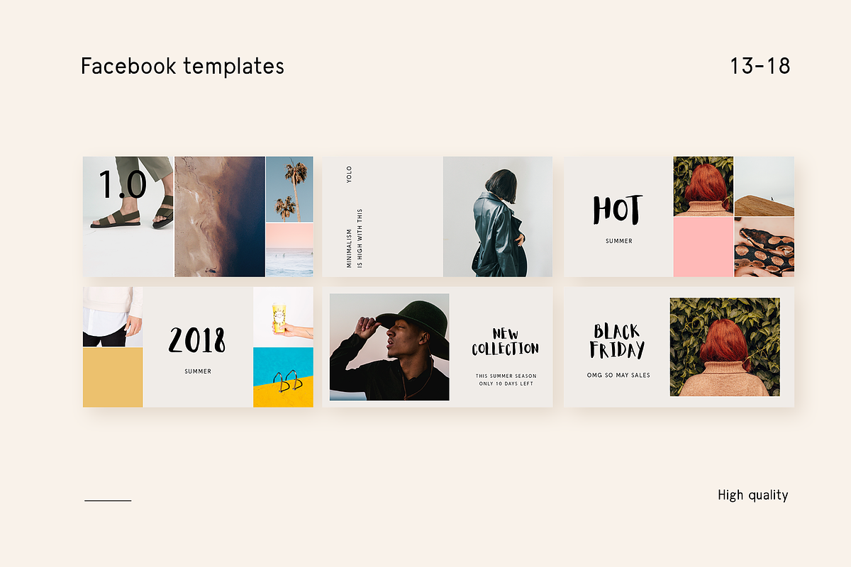Minimal Facebook post templates, a Social Media Template by Wild Ones