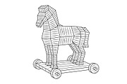 Trojan horse coloring book vector, an Object Graphic by AlexArt