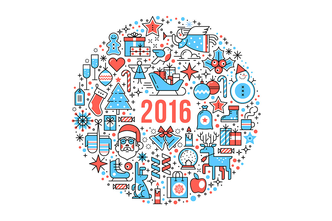Happy 2016 New Year composition, an Icon by Iconicbestiary
