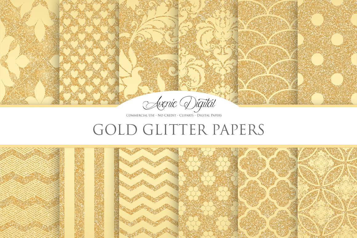 Gold Glitter Digital Paper | Graphic Patterns ~ Creative Market