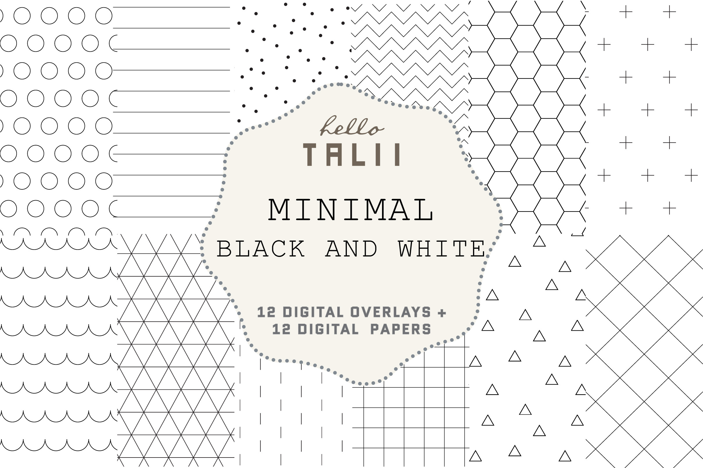 Minimal Black and White Overlays, a Pattern Graphic by Hello Talii