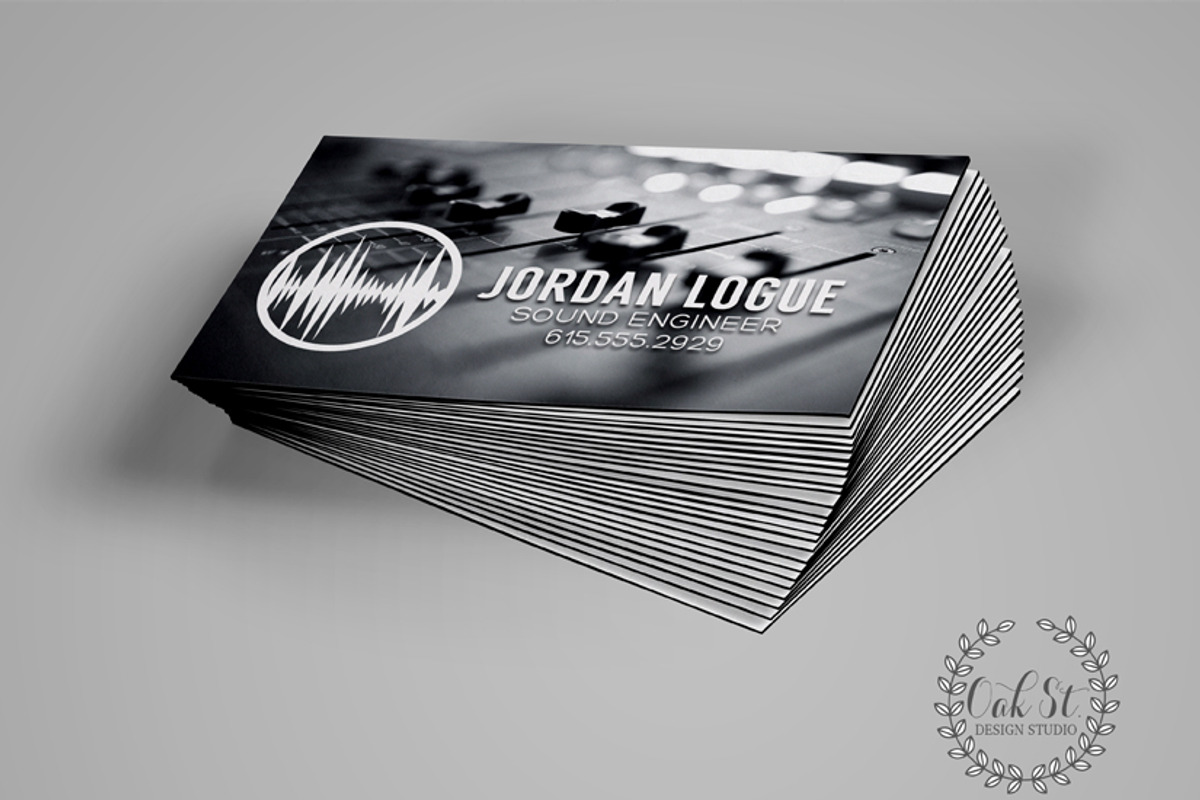 Audio Engineer Business Card, a Business Card Template by oakstdesignstudio