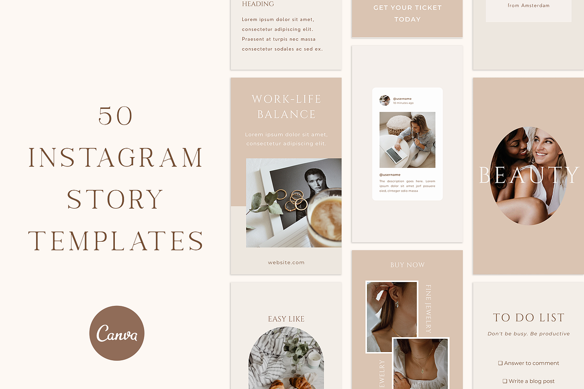 Instagram Stories Pack for Canva, a Social Media Template by Blog&Glow