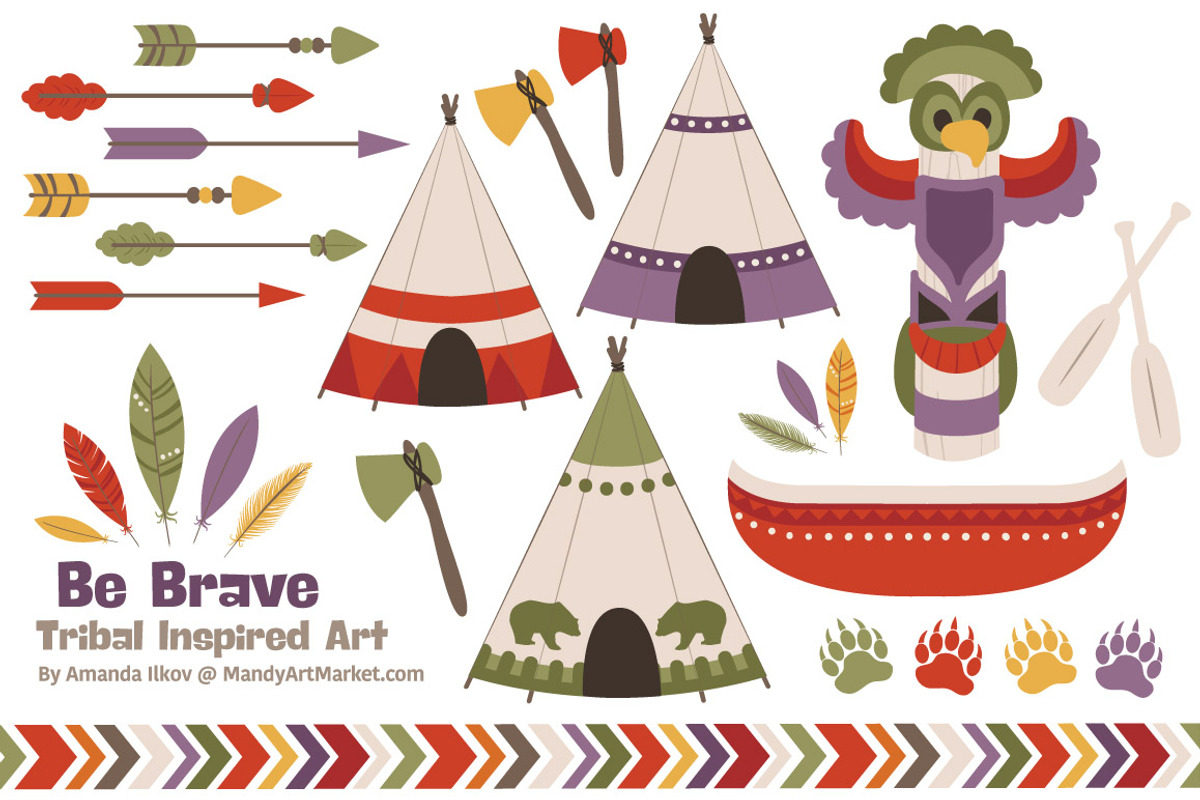 Autumn Tribal Clipart & Vectors, an Illustration by Amanda Ilkov