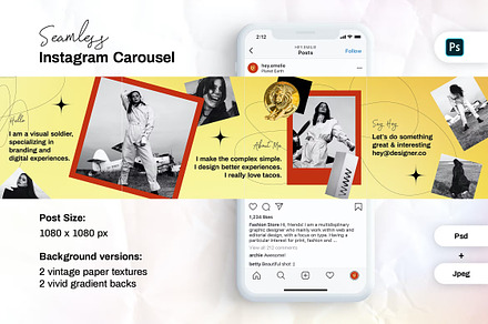 Vintage Instagram Carousel, a Social Media Template by Andrew Skoch Design