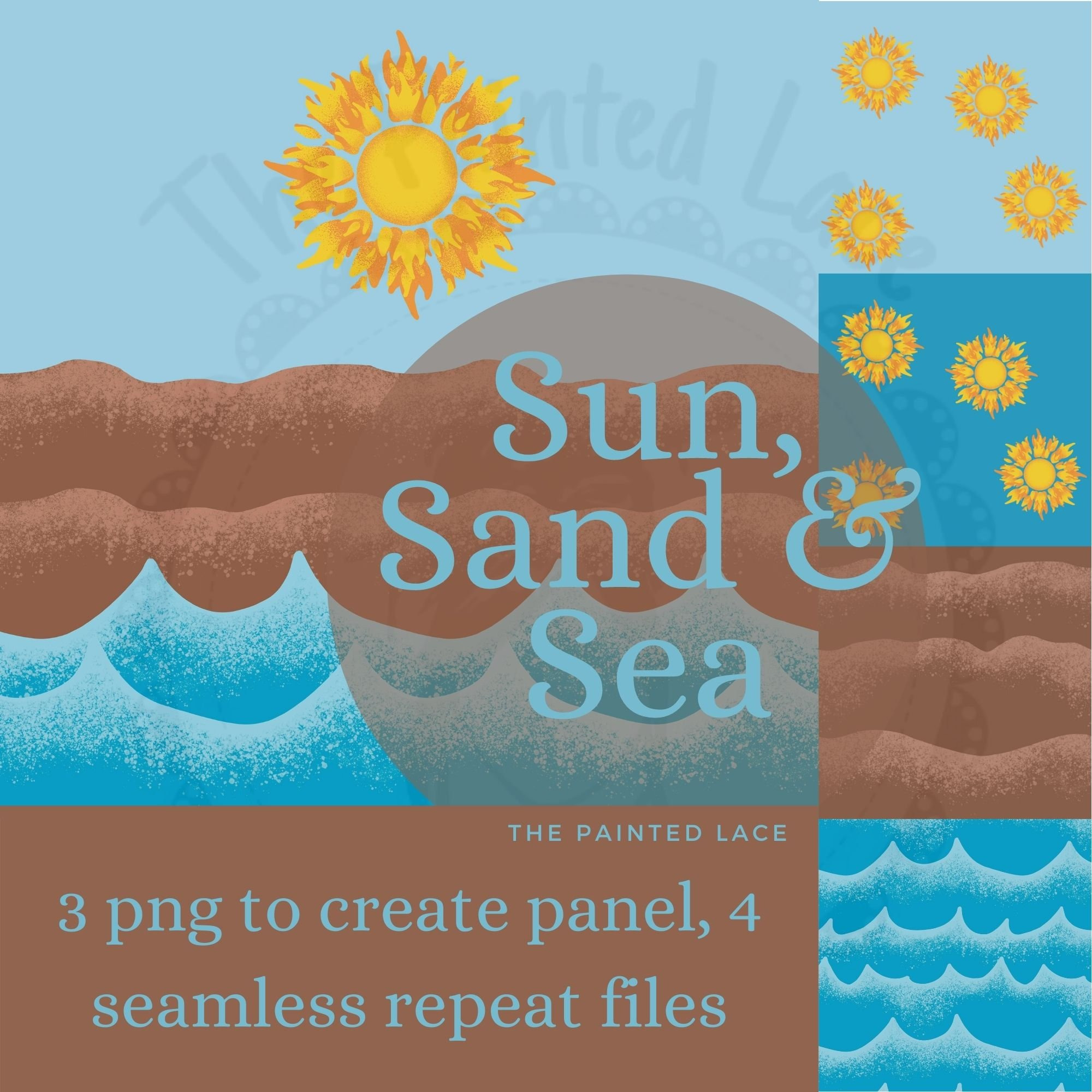 Sun, Sand & Sea - seamless + png, an Icon by The Painted Lace ...