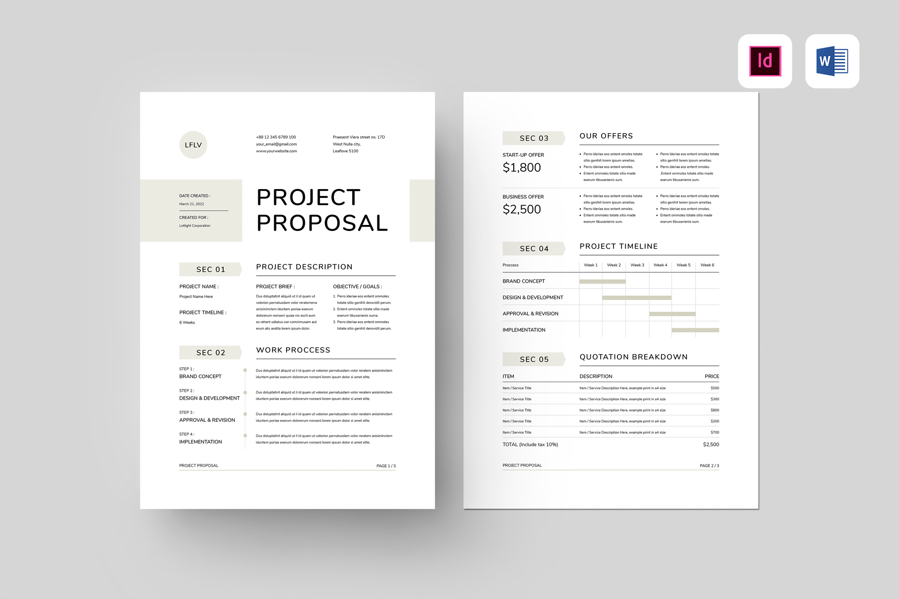 Proposal | MS Word & Indesign, a Stationery Template by Leaflove ...